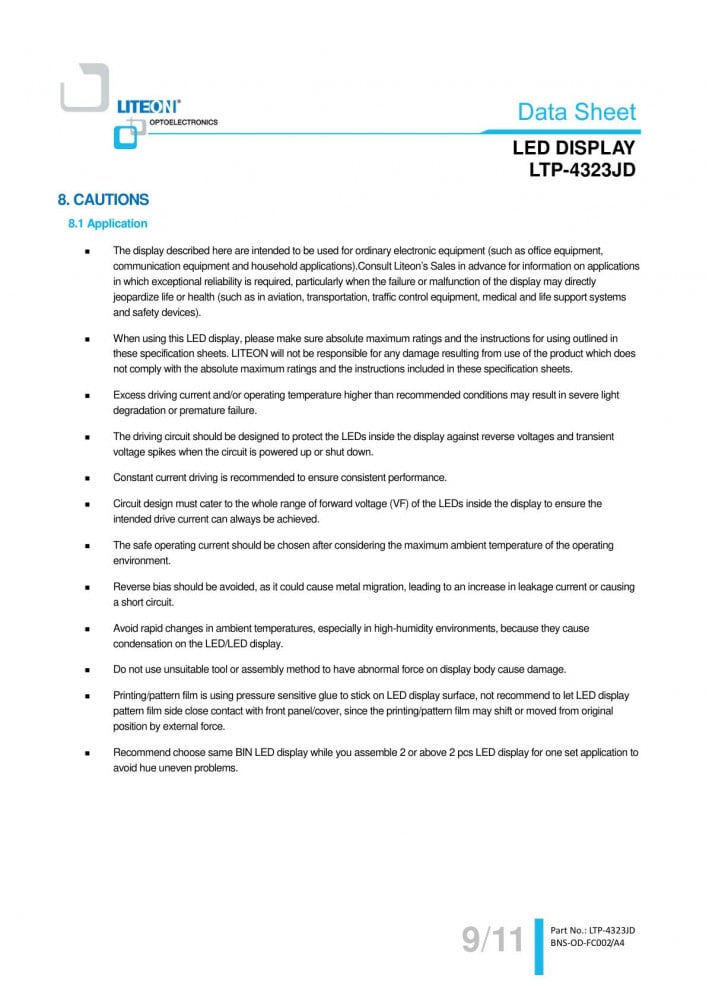 LTP-4323JD datasheet page 10