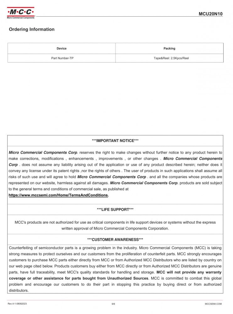 MCU20N10-TP datasheet page 6