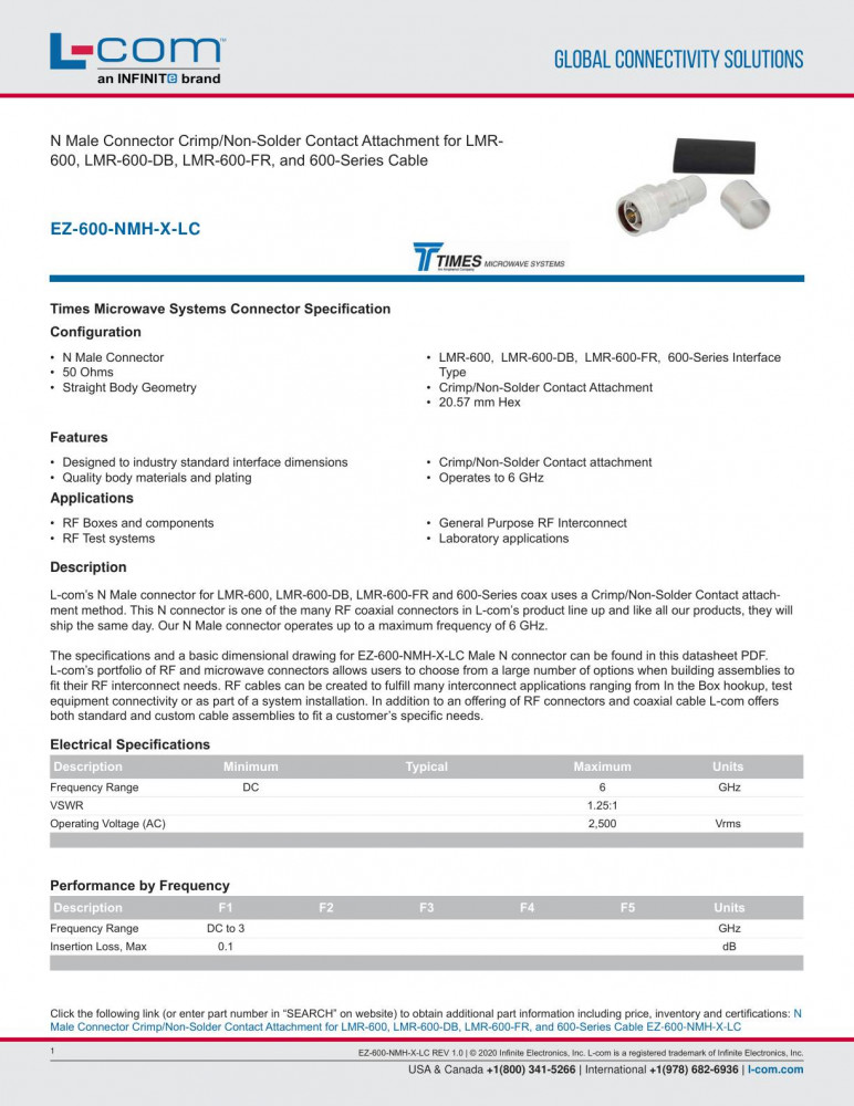 EZ-600-NMH-X-LC specification page 1