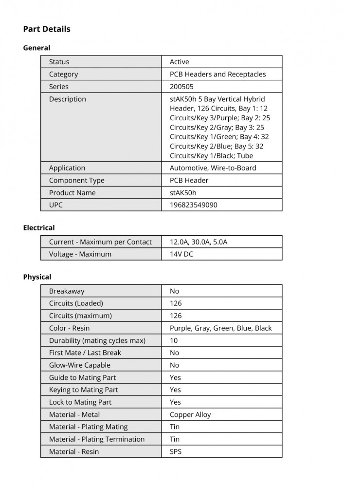 Technical document image 2 for MOLEX 2005055005