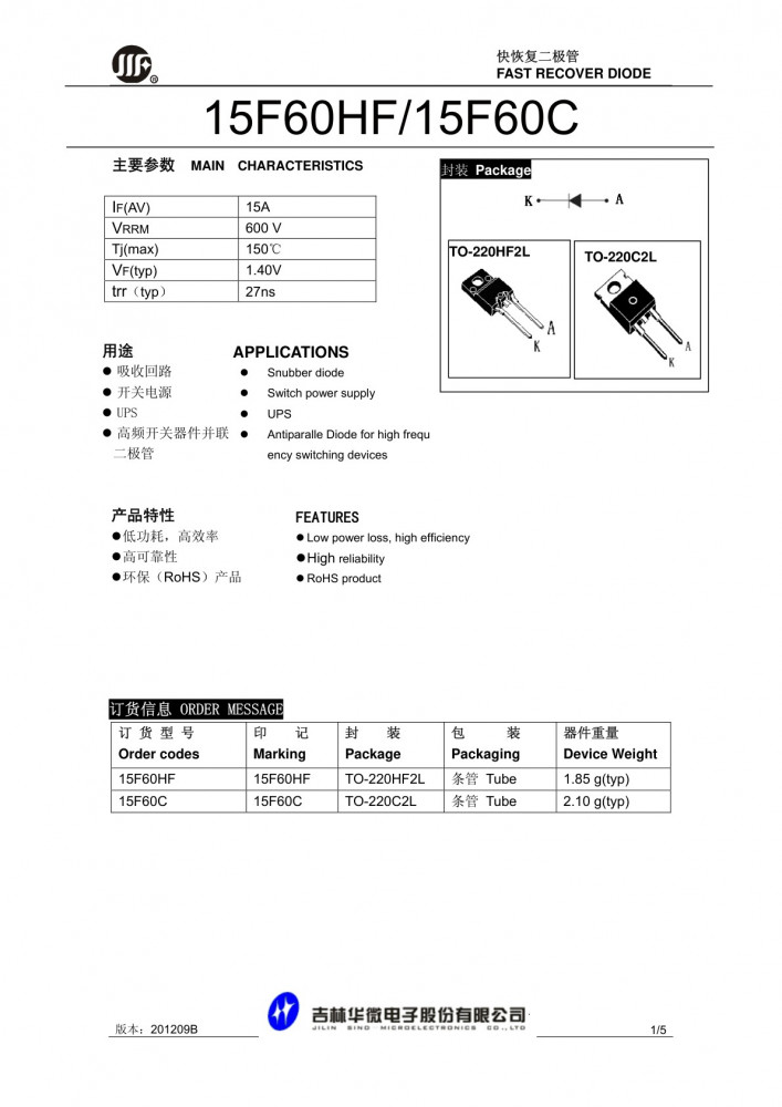 15F60HF datasheet page 1