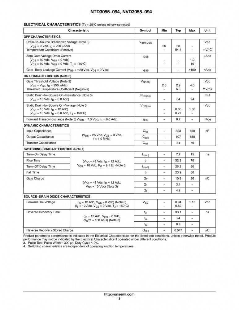 NTD3055-094T4G datasheet page 3