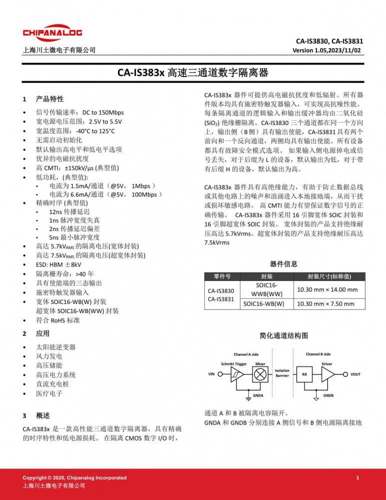 CA-IS3831LW datasheet page 1