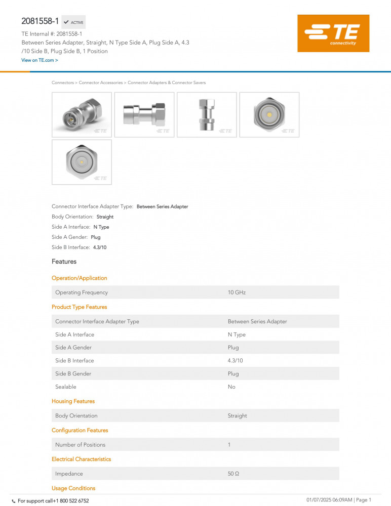 TE Connectivity 2081558-1 document page 1