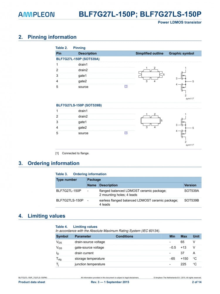 BLF7G27LS-150P datasheet page 2