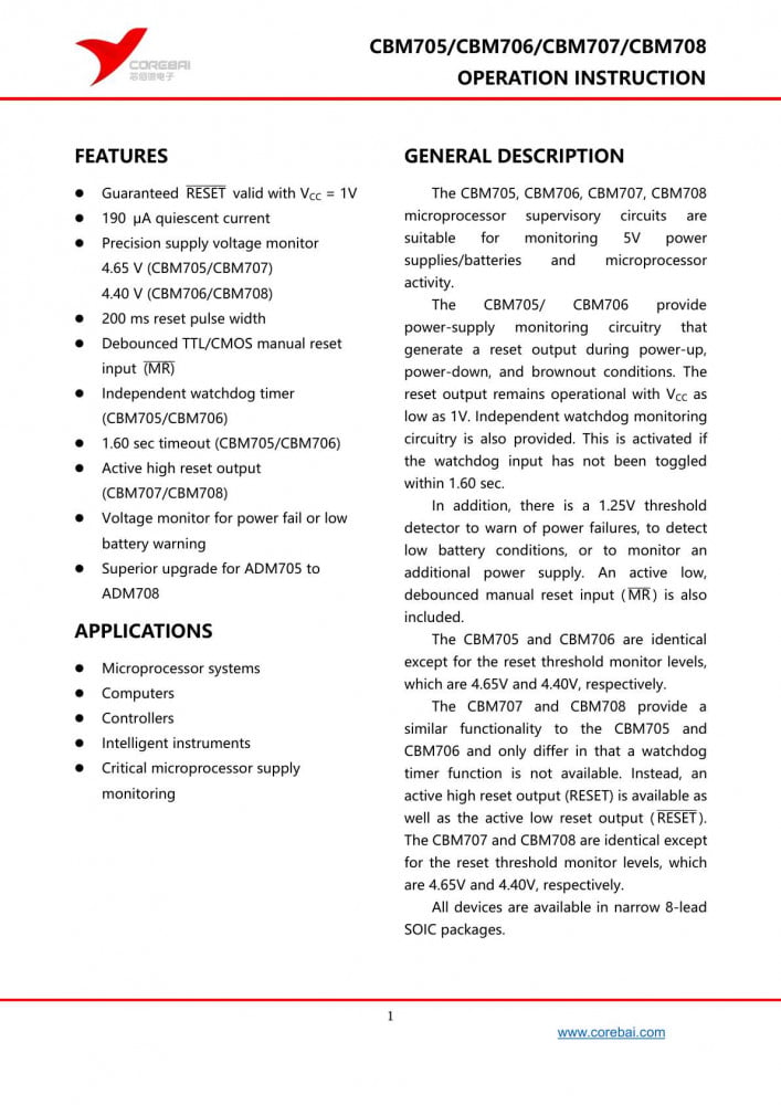 CBM707AS8 datasheet page 1
