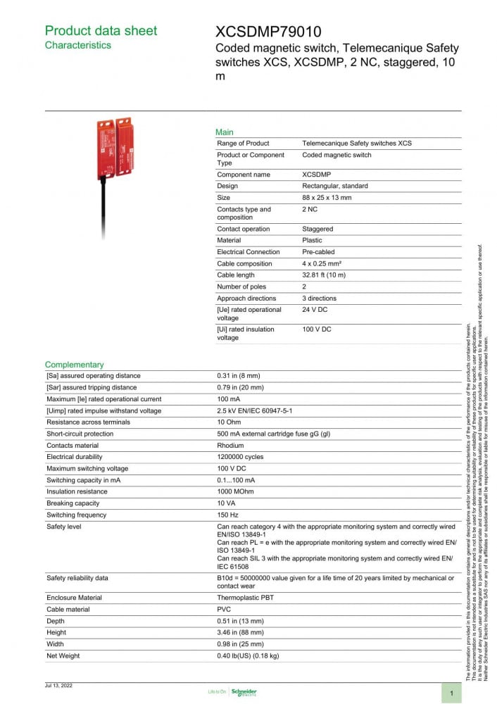 XCSDMP79010 technical document page 1