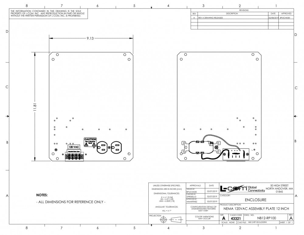 L-com NB12-RP100 technical drawing