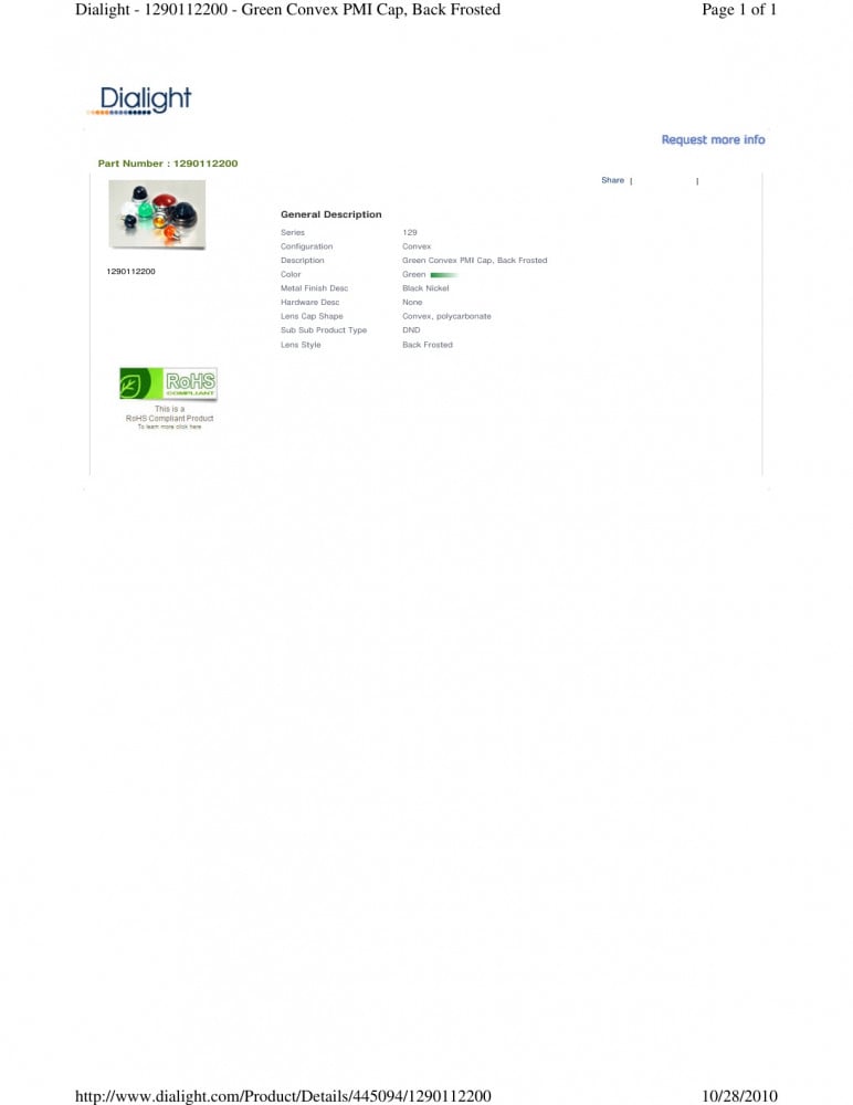 Dialight 1290112200 technical document page