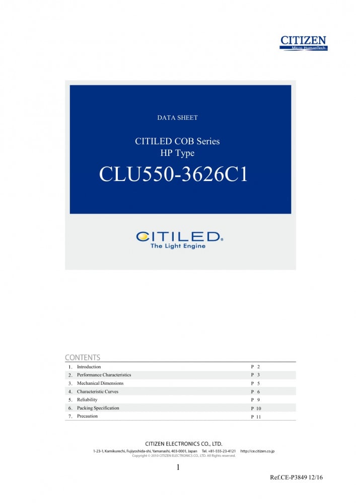 CITIZEN CLU550 datasheet page 1