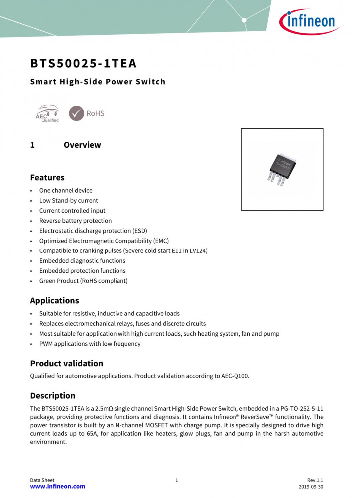 BTS50025-1TEA datasheet page 1
