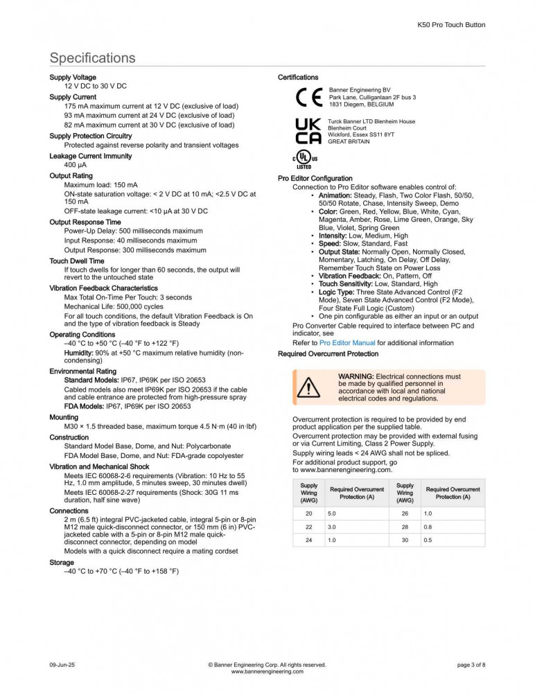 K50 product documentation page 3