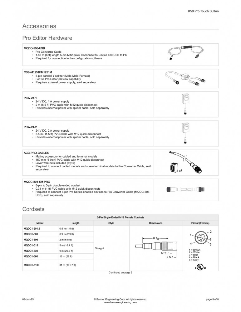 K50 product documentation page 5