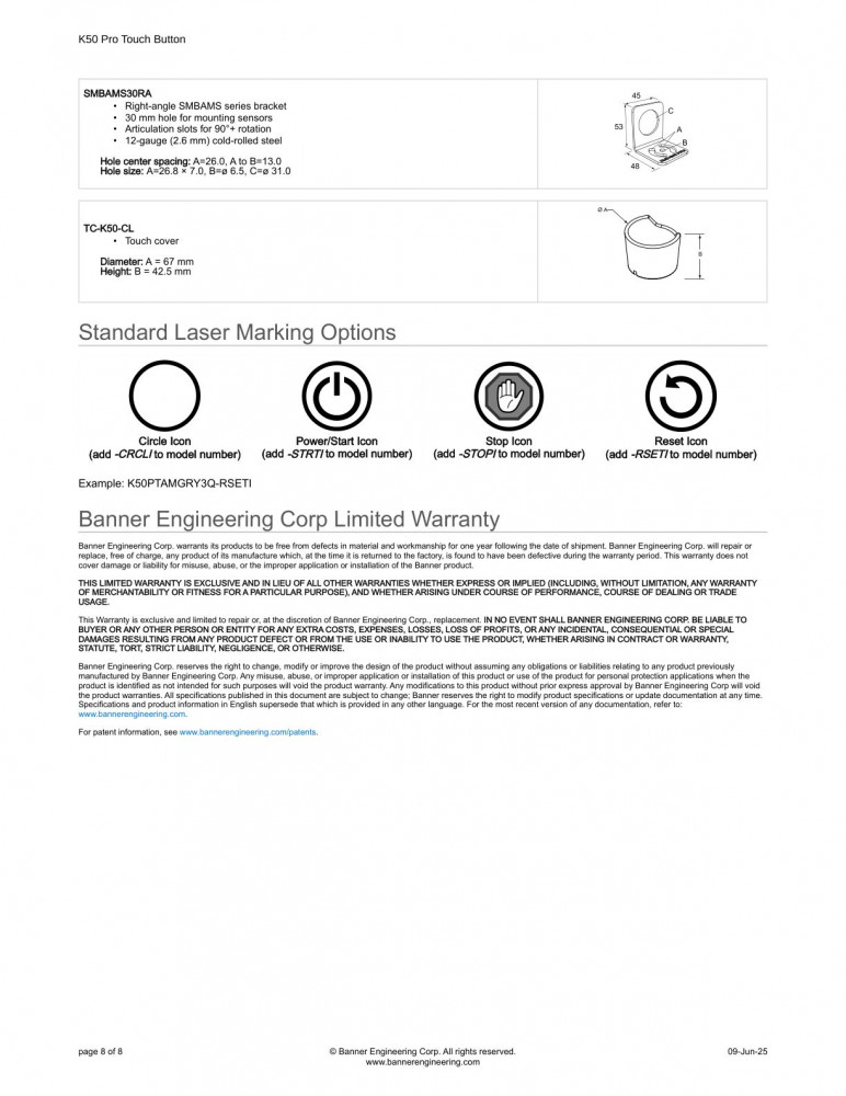K50 product documentation page 8