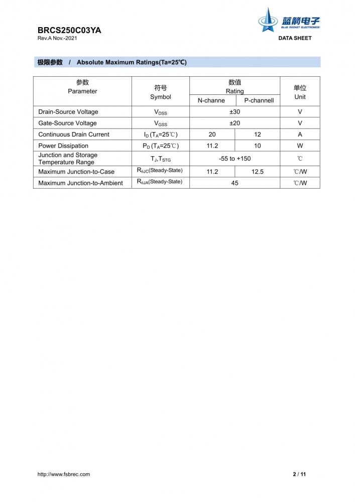 BRCS250C03YA datasheet page 2