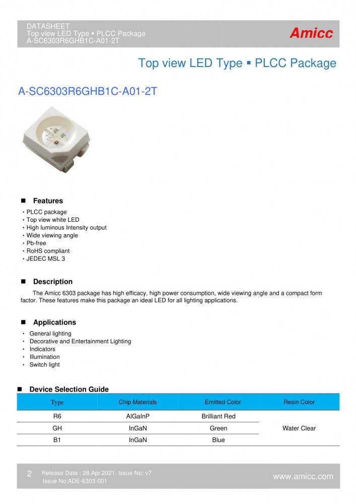 A-SC6303R6GHB1C-A01-2T datasheet page 2