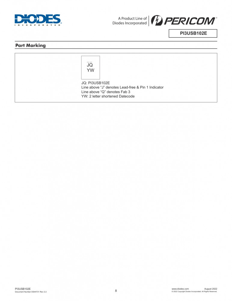 PI3USB102E datasheet page 8