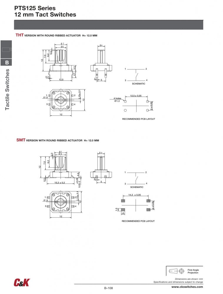 C&K PTS125 Series datasheet page 4