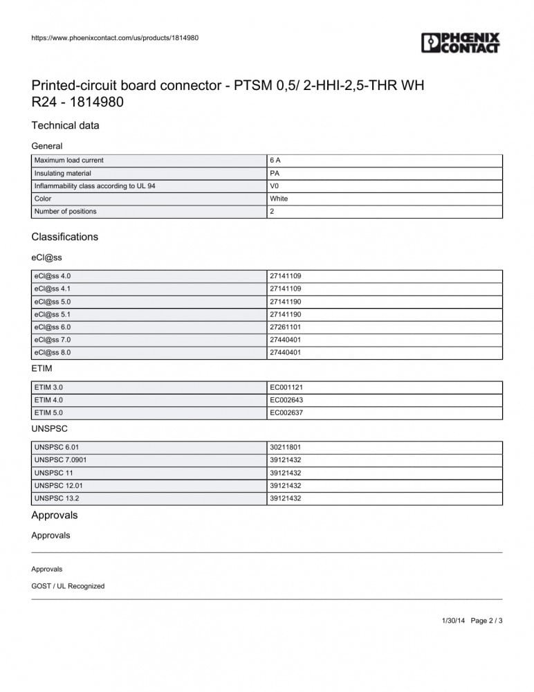 Phoenix Contact 1814980 technical data document