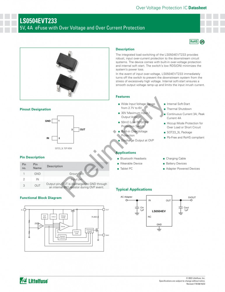 LS0504EVT233 datasheet page 1