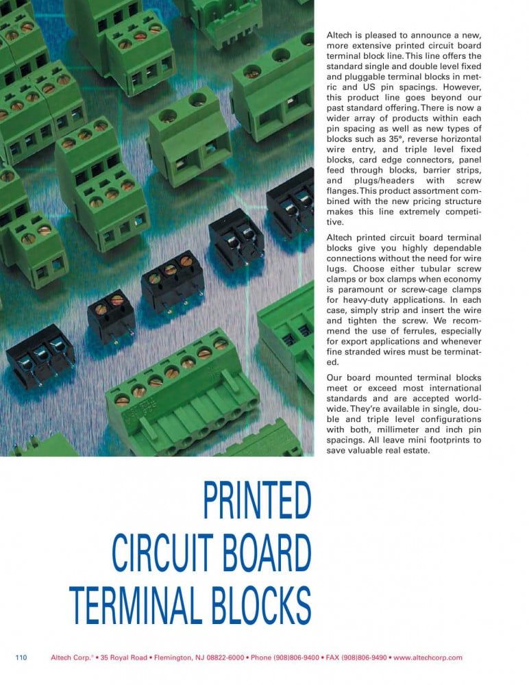 Altech PCB terminal block document page 1