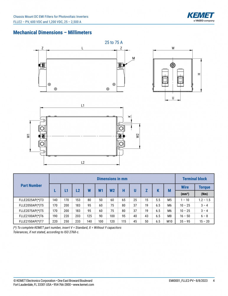 KEMET FLLE2 PV datasheet page 4