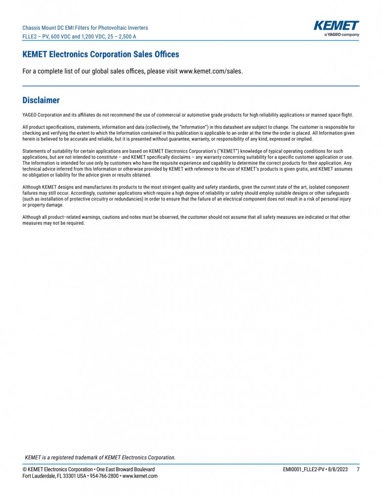 KEMET FLLE2 PV datasheet page 7
