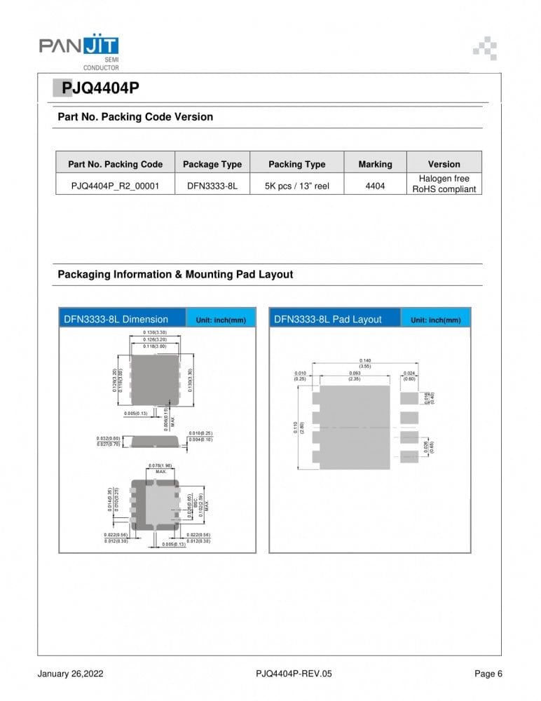 PJQ4404P datasheet page 6