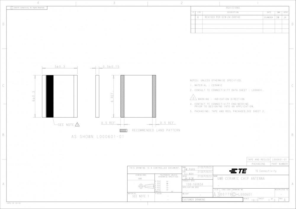 L000601 customer drawing, sheet 1
