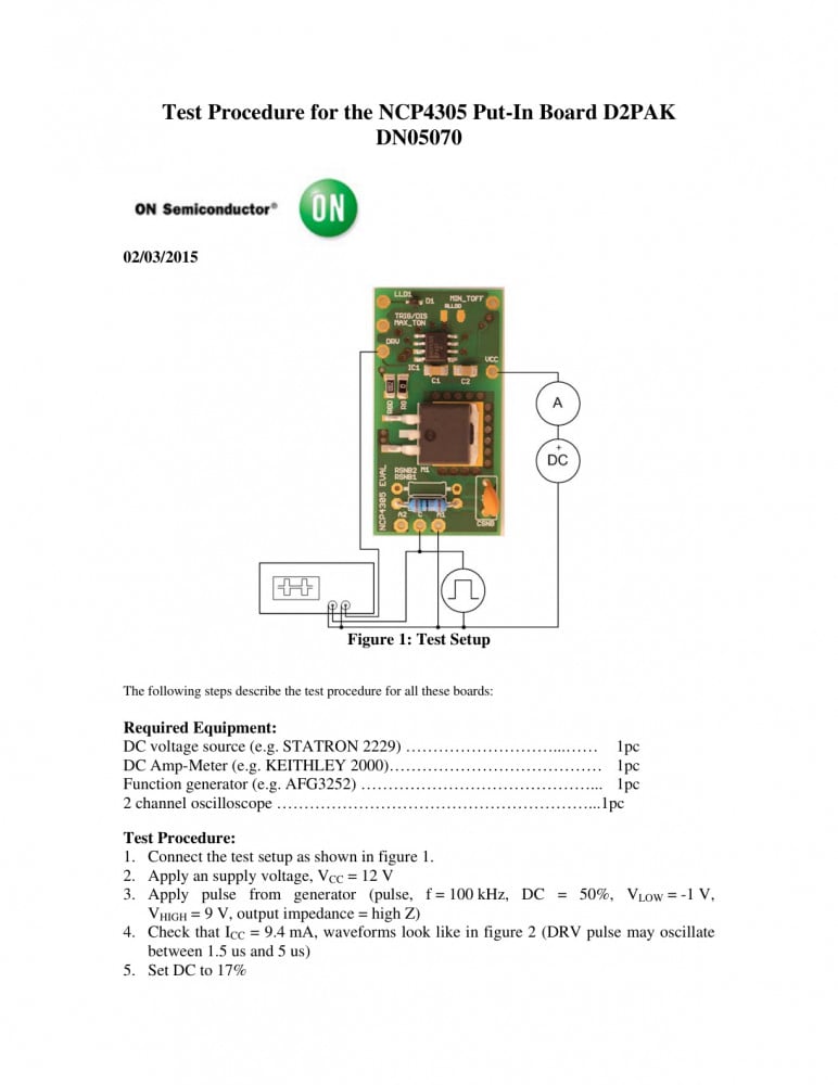 NCP4305FLY40GEVB test procedure page 1