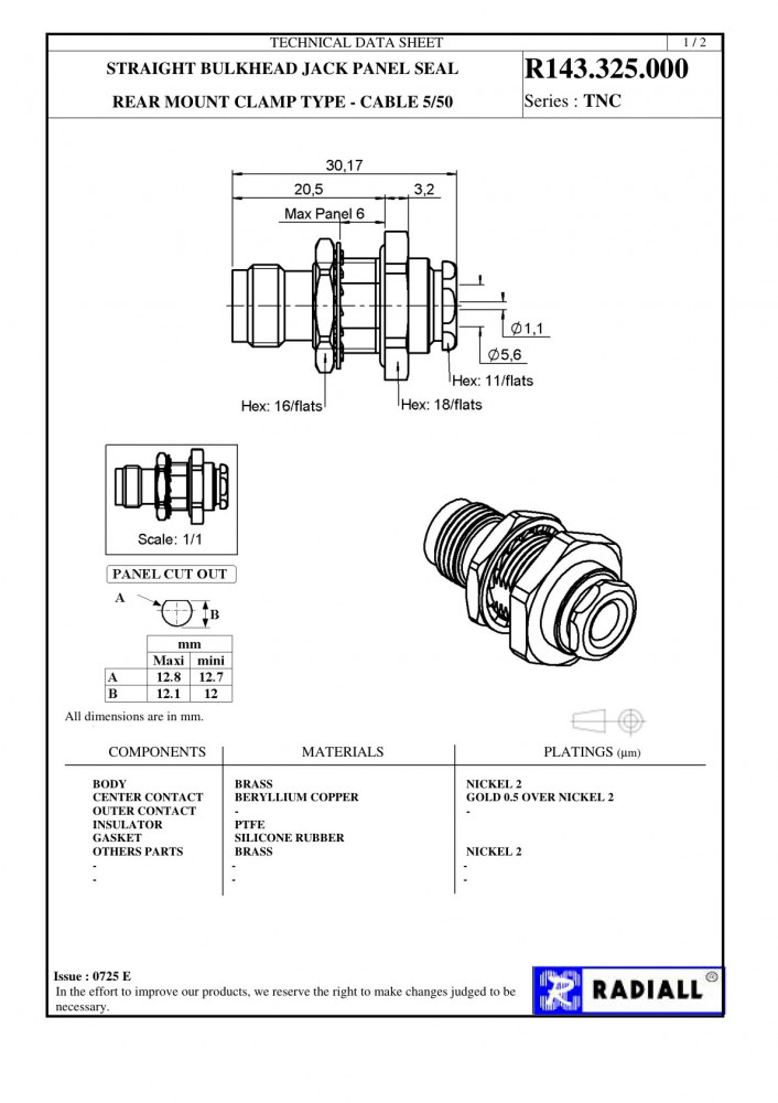 Radiall R143325000 datasheet page 1
