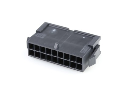 Micro-Fit 3.0 Plug Housing, Dual Row, 22 Circuits, UL 94V-0, Low-Halogen, Black