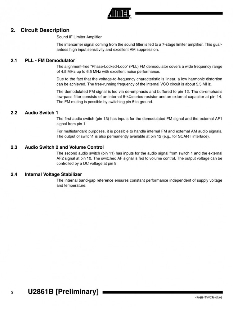 U2861B datasheet page 2