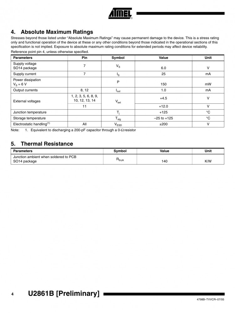 U2861B datasheet page 4