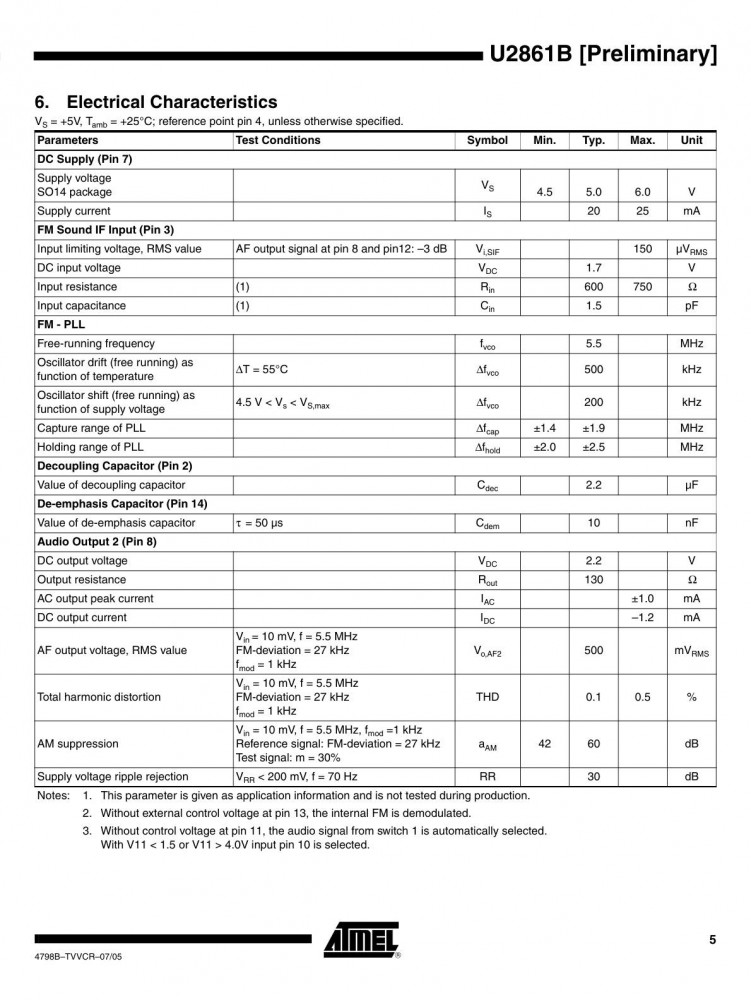 U2861B datasheet page 5