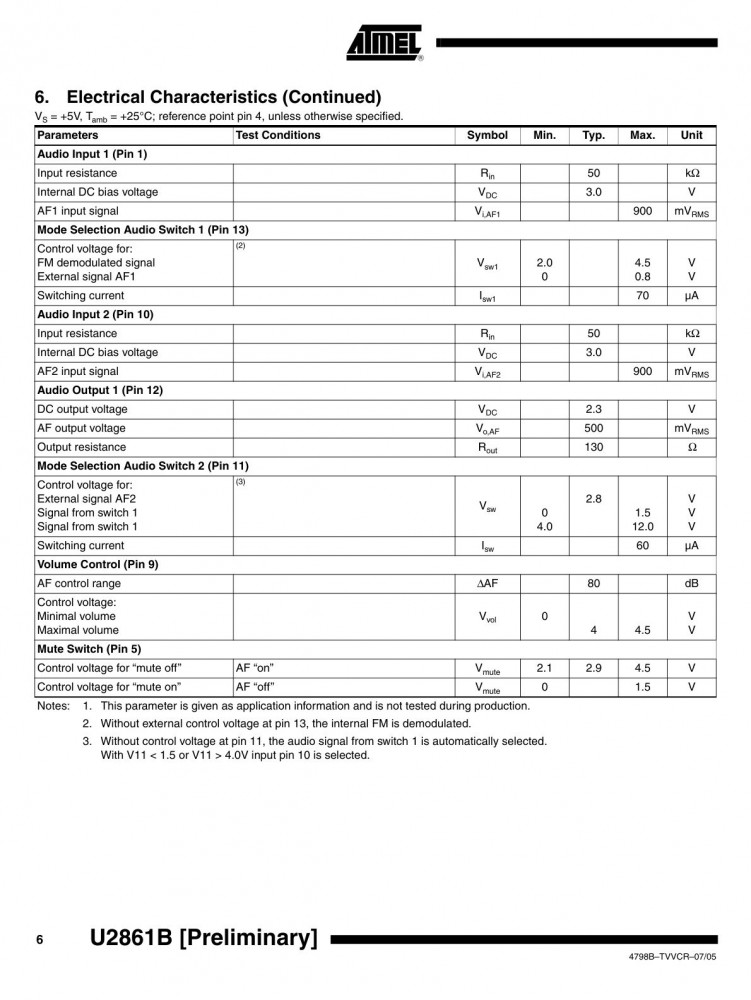 U2861B datasheet page 6