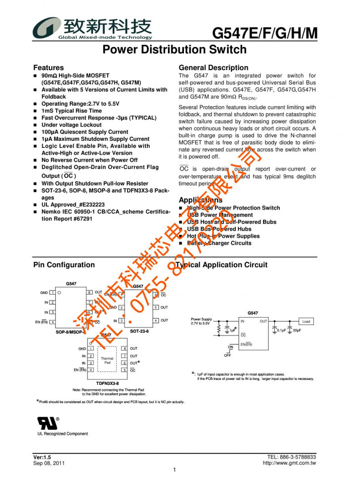 G547 datasheet page 1