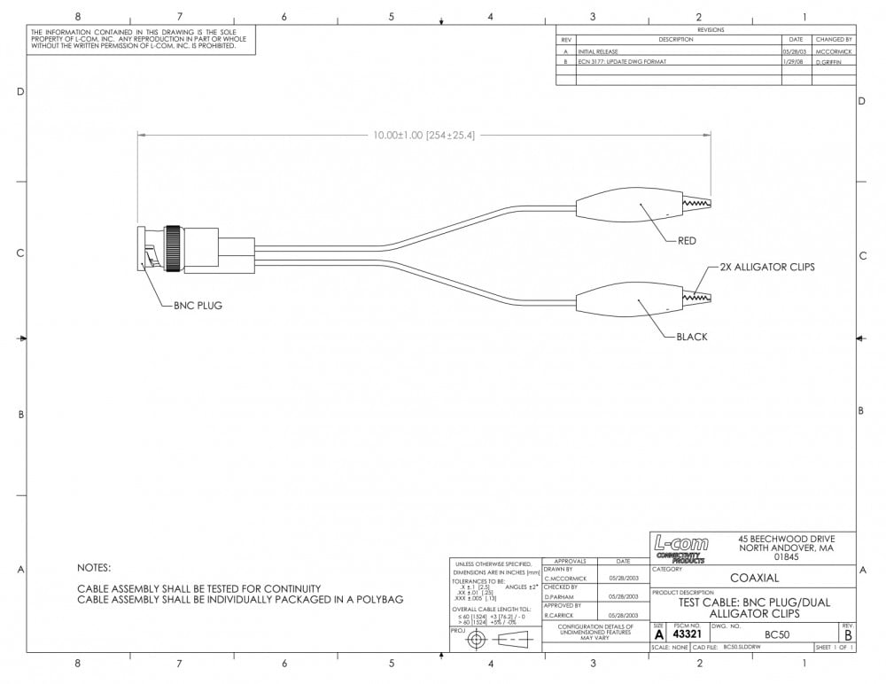 L-com BC50 technical document page