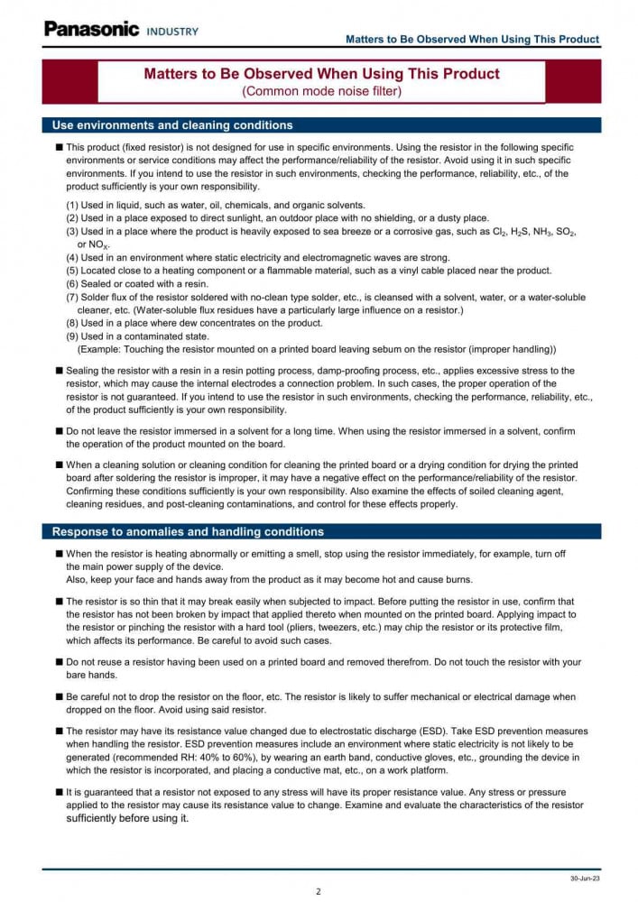 Panasonic EMC components catalog page 4