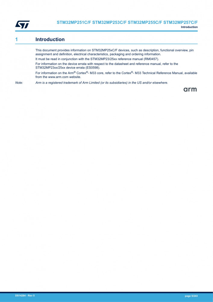 STM32MP25x document page 5