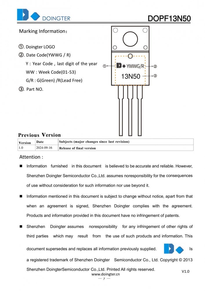 DOPF13N50 datasheet page 7