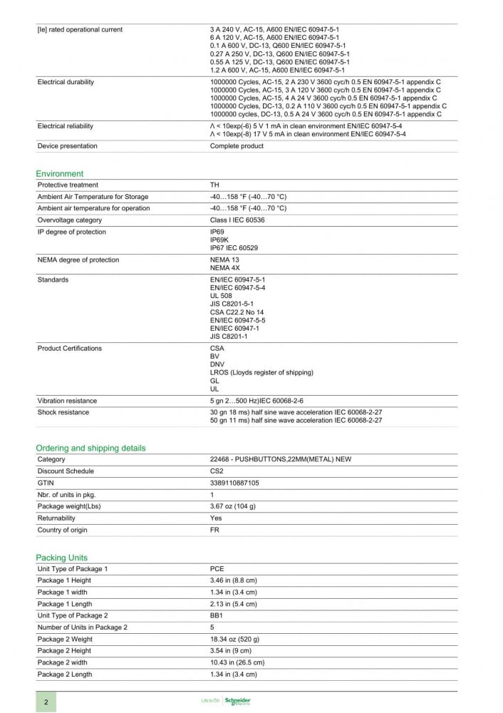 XB4BJ33 technical document page 2