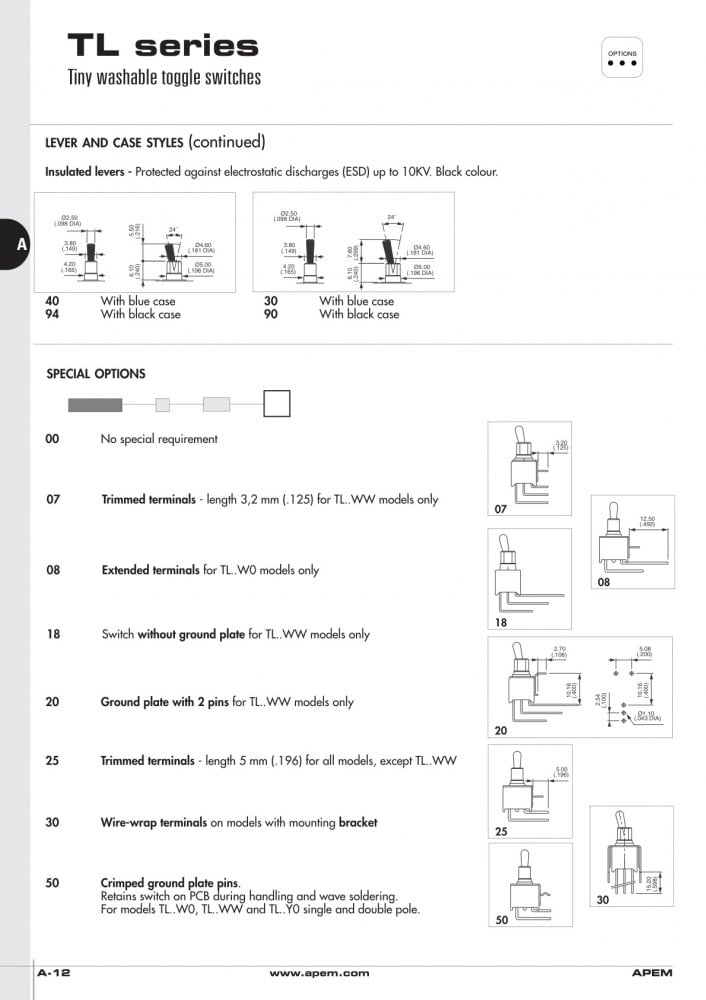 APEM TL series datasheet page 6