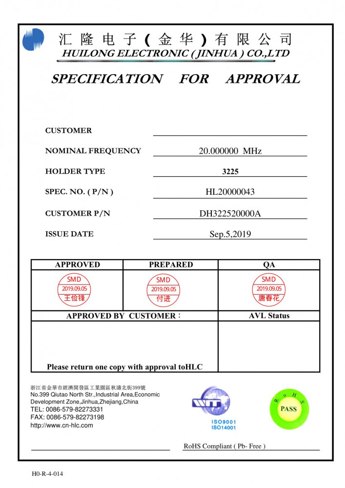 HL20000043 approval document page 1