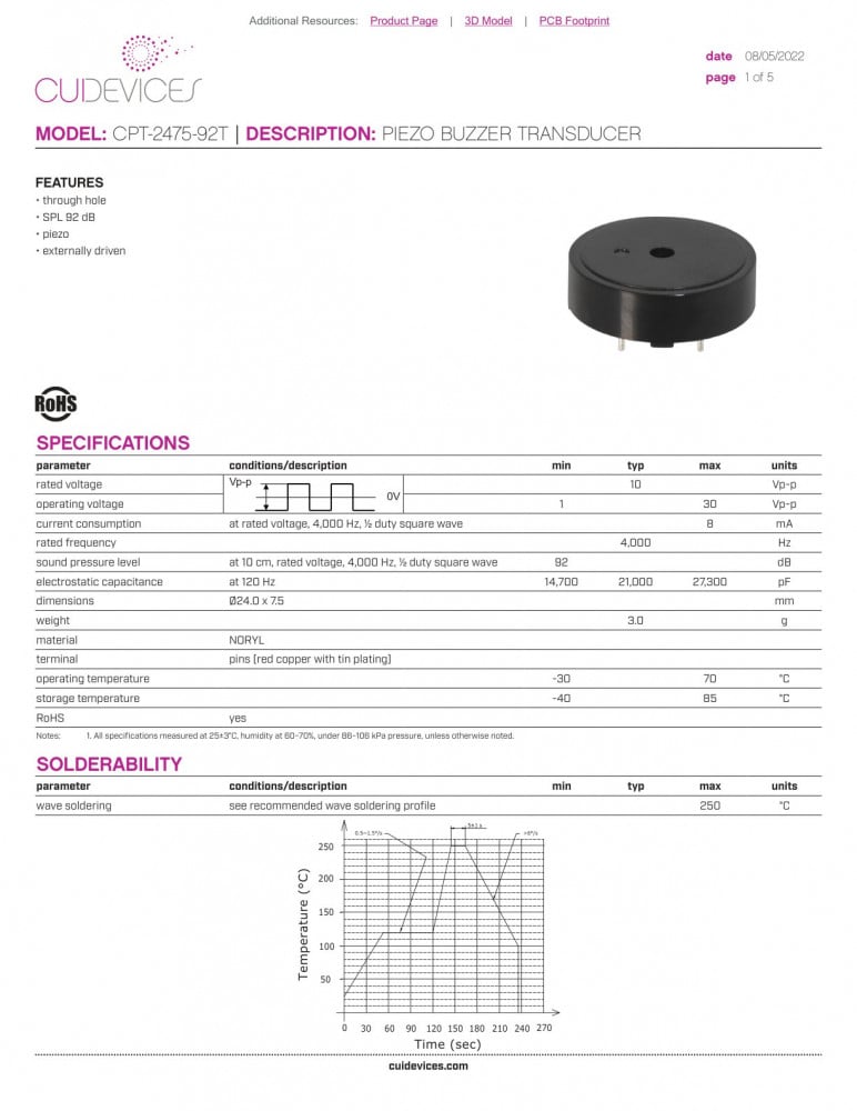 CPT-2475-92T datasheet page 1