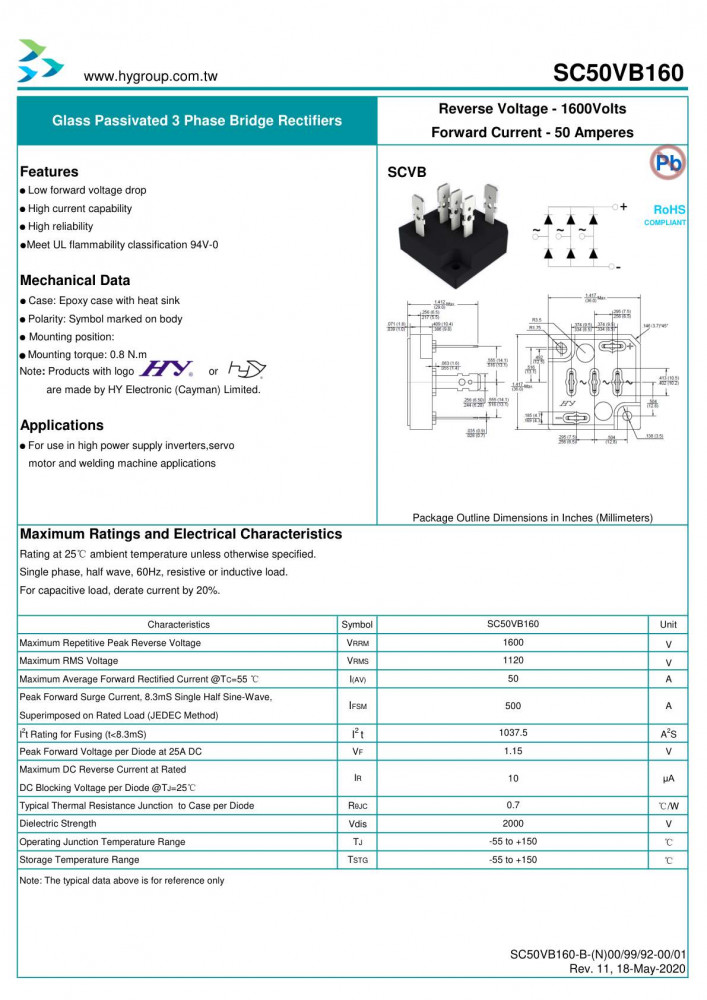 SC50VB160 datasheet page 1
