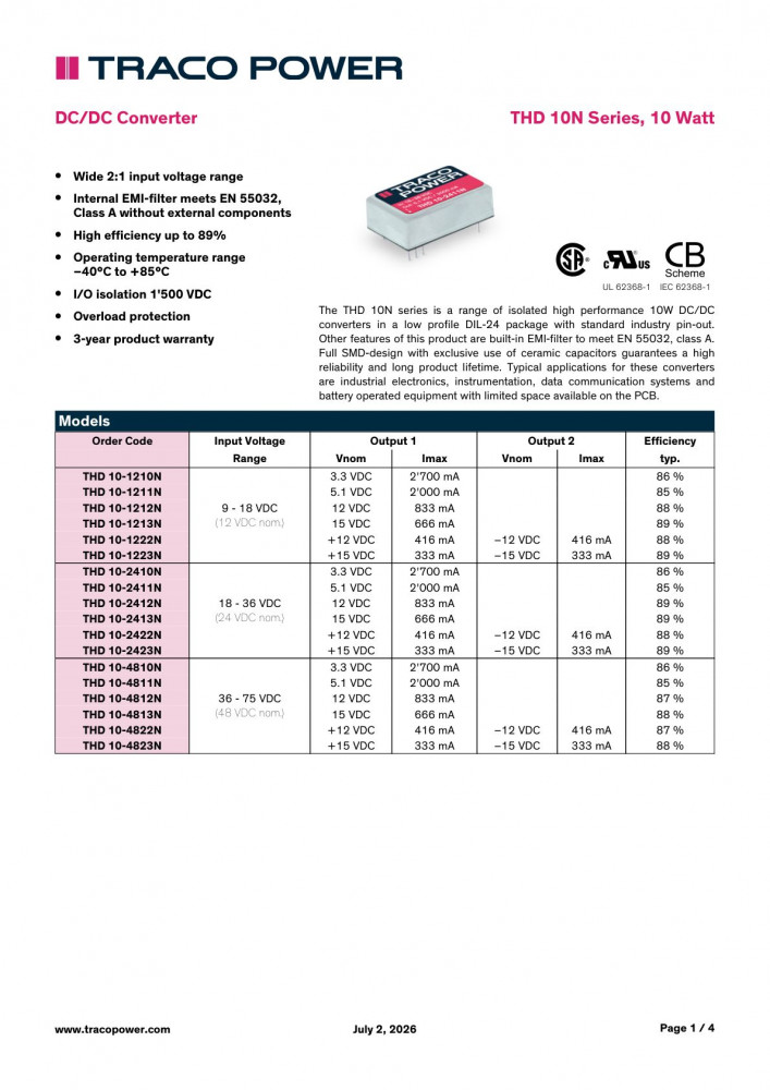 THD 10N series document page 1