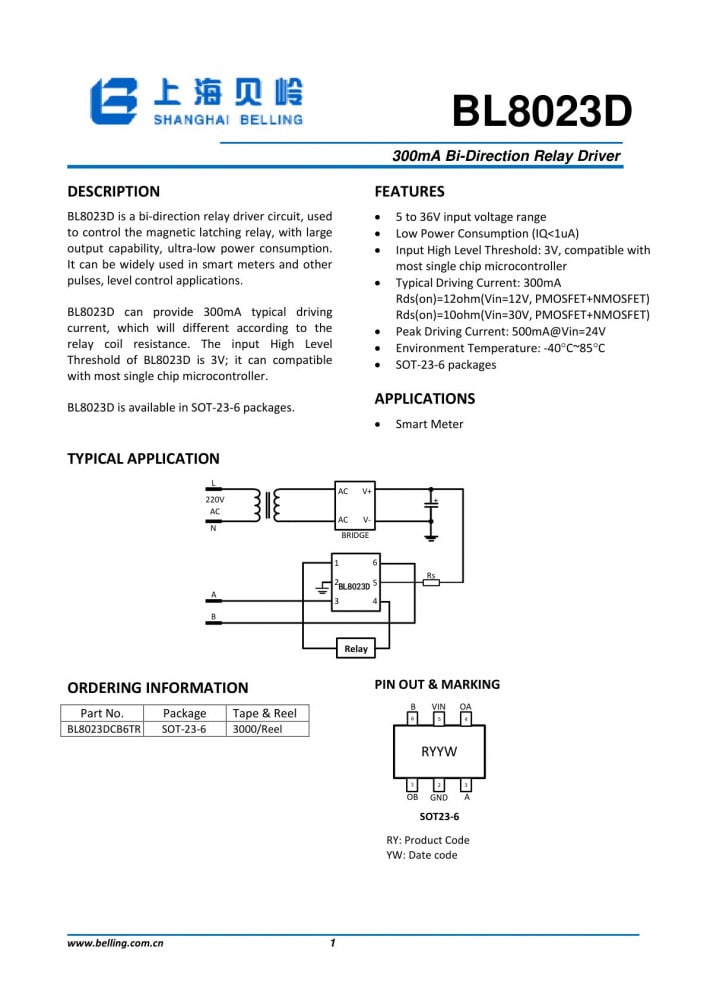 BL8023D datasheet page 1
