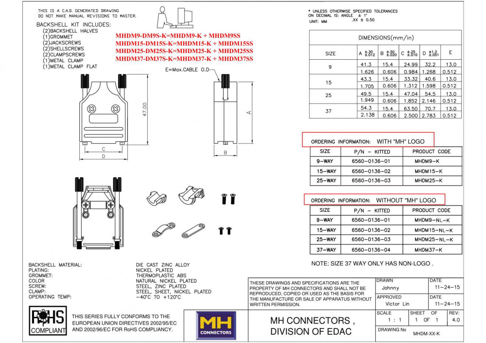 MHDM9-DM9S-K backshell kit drawing