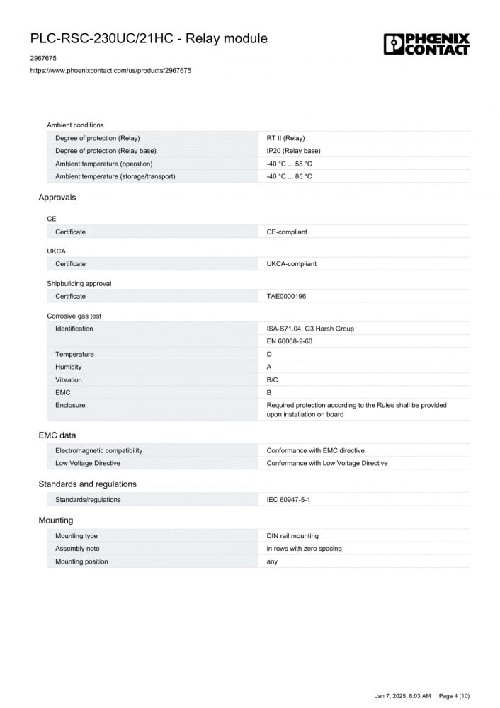 Phoenix Contact 2967675 technical document page 4
